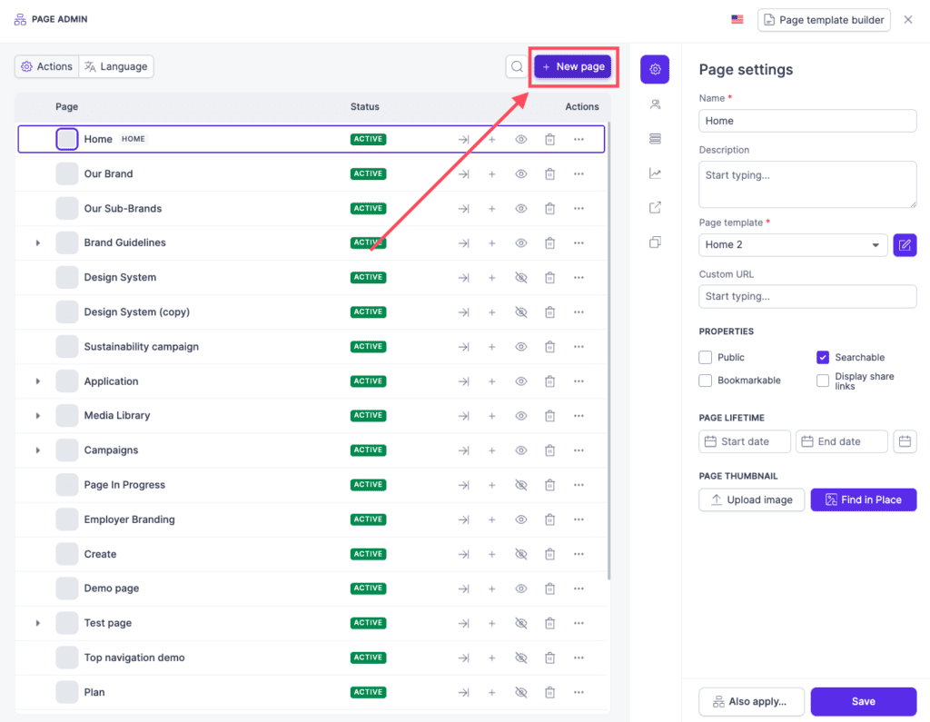 Point - Creating a new page – Papirfly Help Center