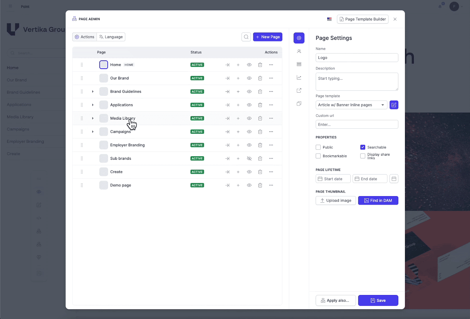 Point - Managing pages – Papirfly Help Center