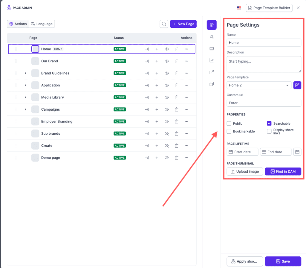 Point - Page management settings – Papirfly Help Center