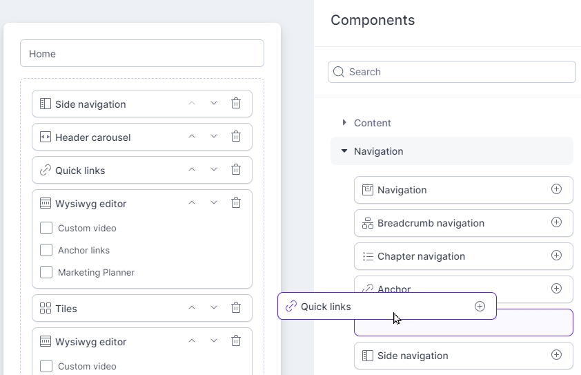 Point - Quick links component – Papirfly Help Center