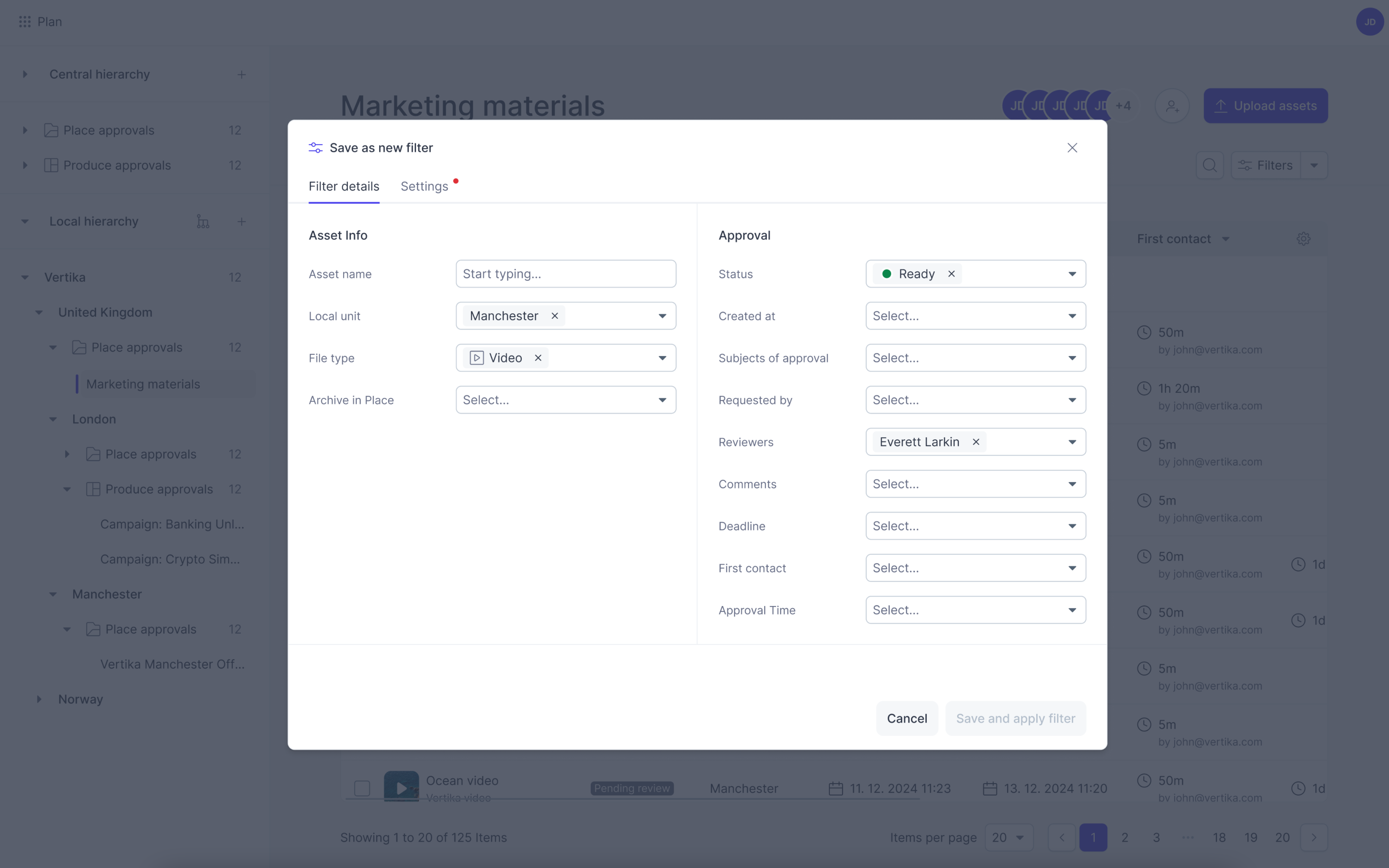 Plan Approval - Advanced search and filtering – Papirfly Help Center