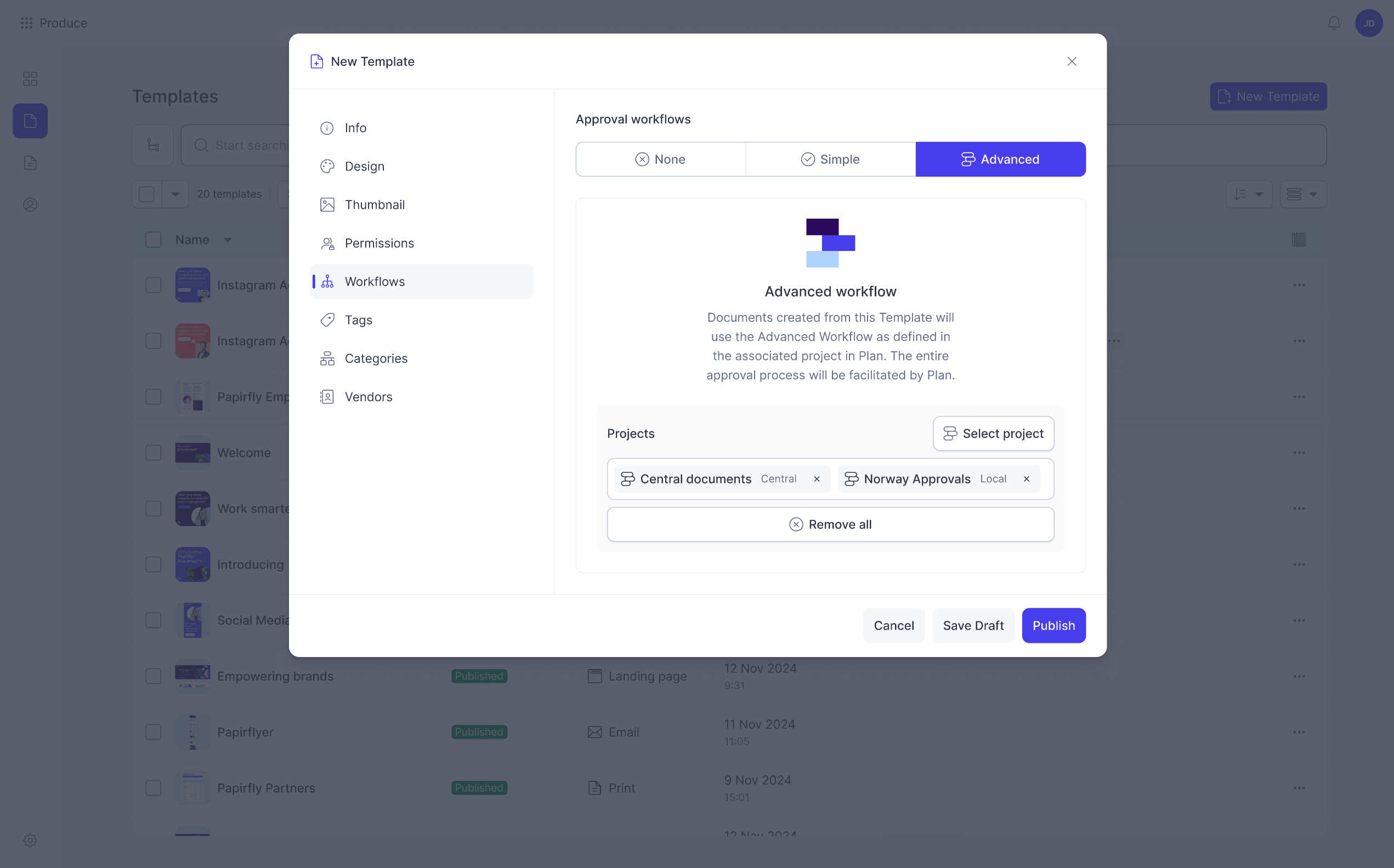 Plan Approval - Produce template with multiple approval workflows ...