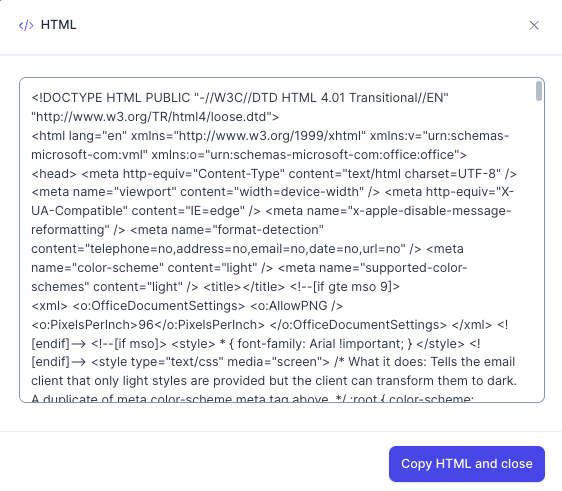 Copy Email document HTML to Clipboard – Papirfly Help Center